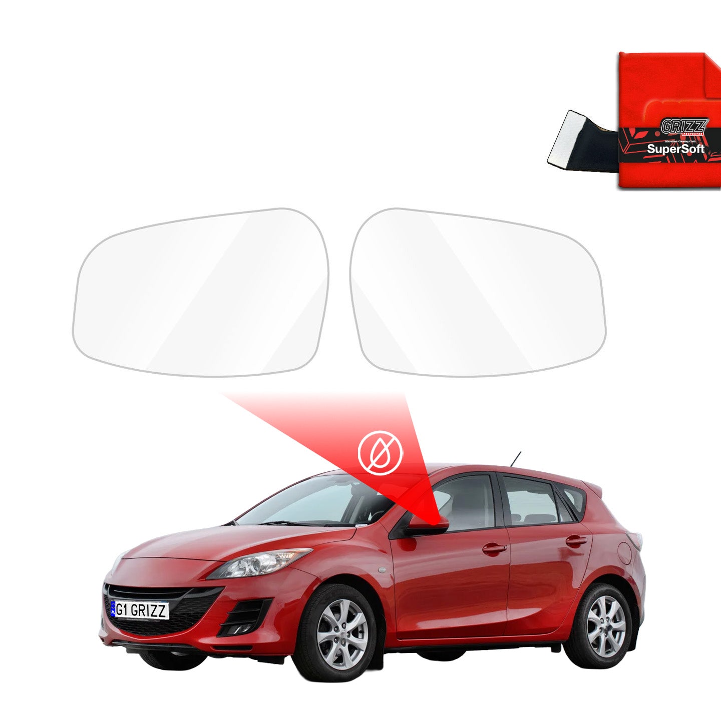 Rain protection film for exterior mirrors - Mazda 3 (2008-2013) – Grizz ...