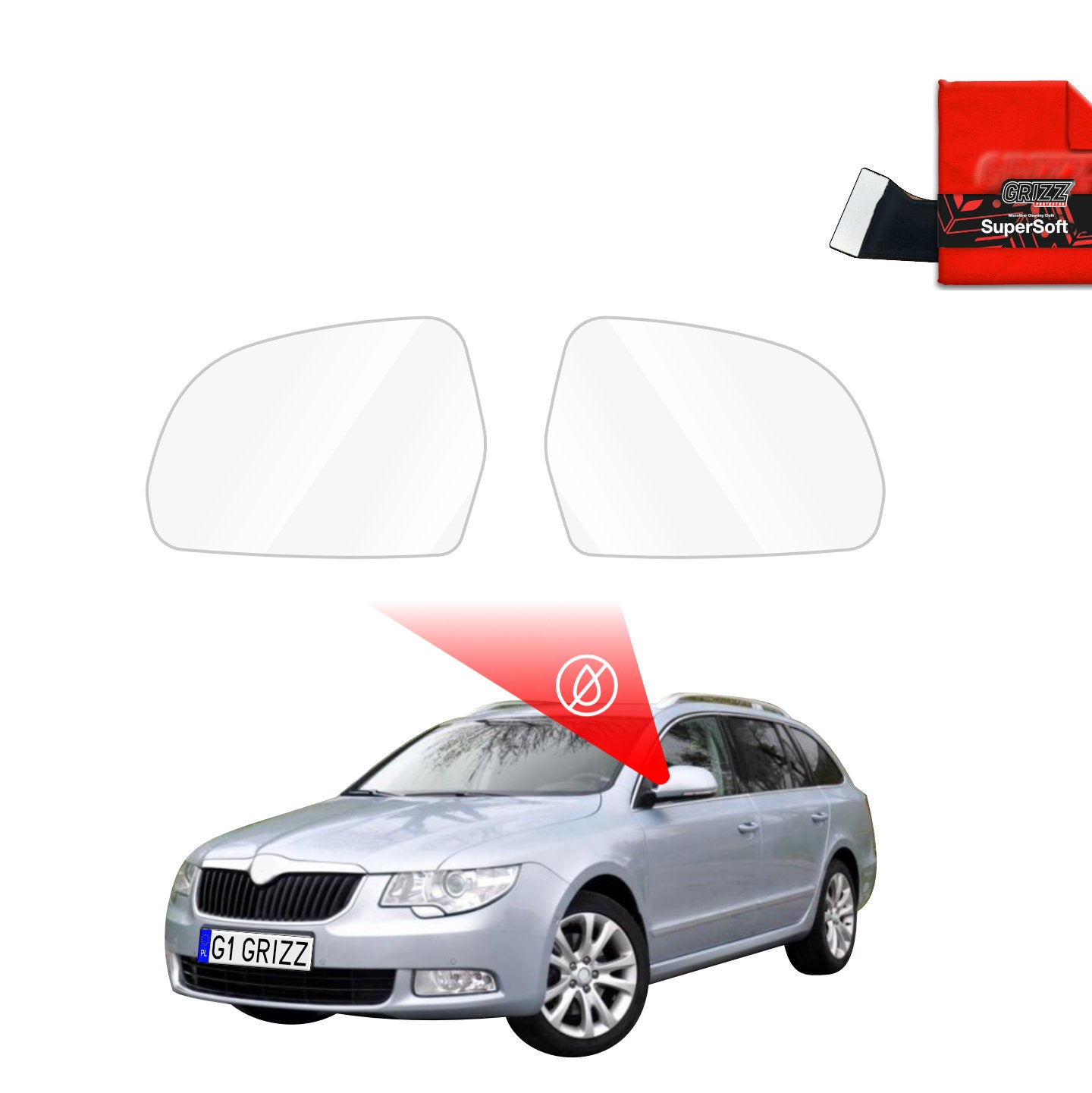 Rain protection film for exterior mirrors - Skoda Superb 2 Estate (200 ...