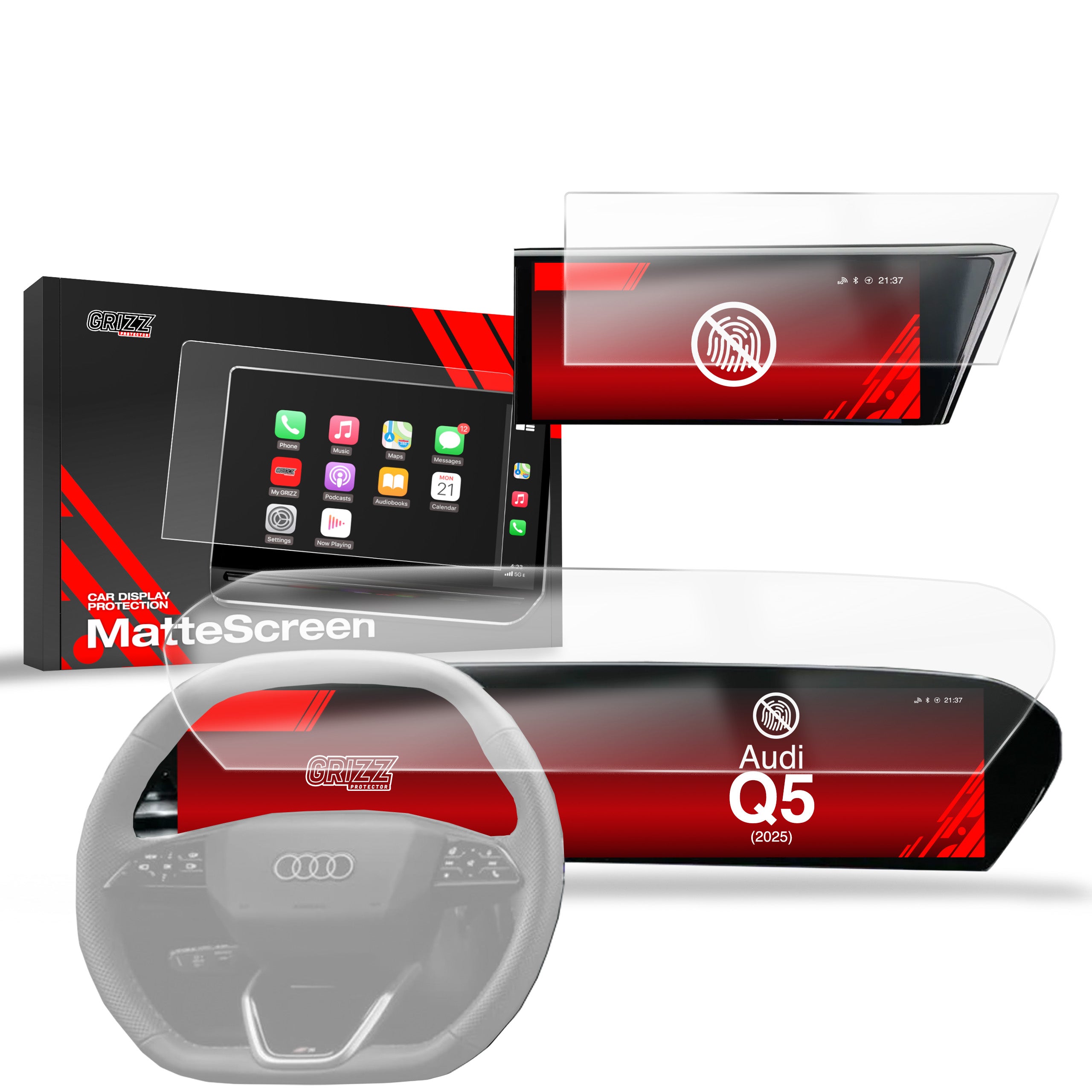 2in1 Display protective film for Audi Q5 14.5" (2025) Anti-Fingerprint ...