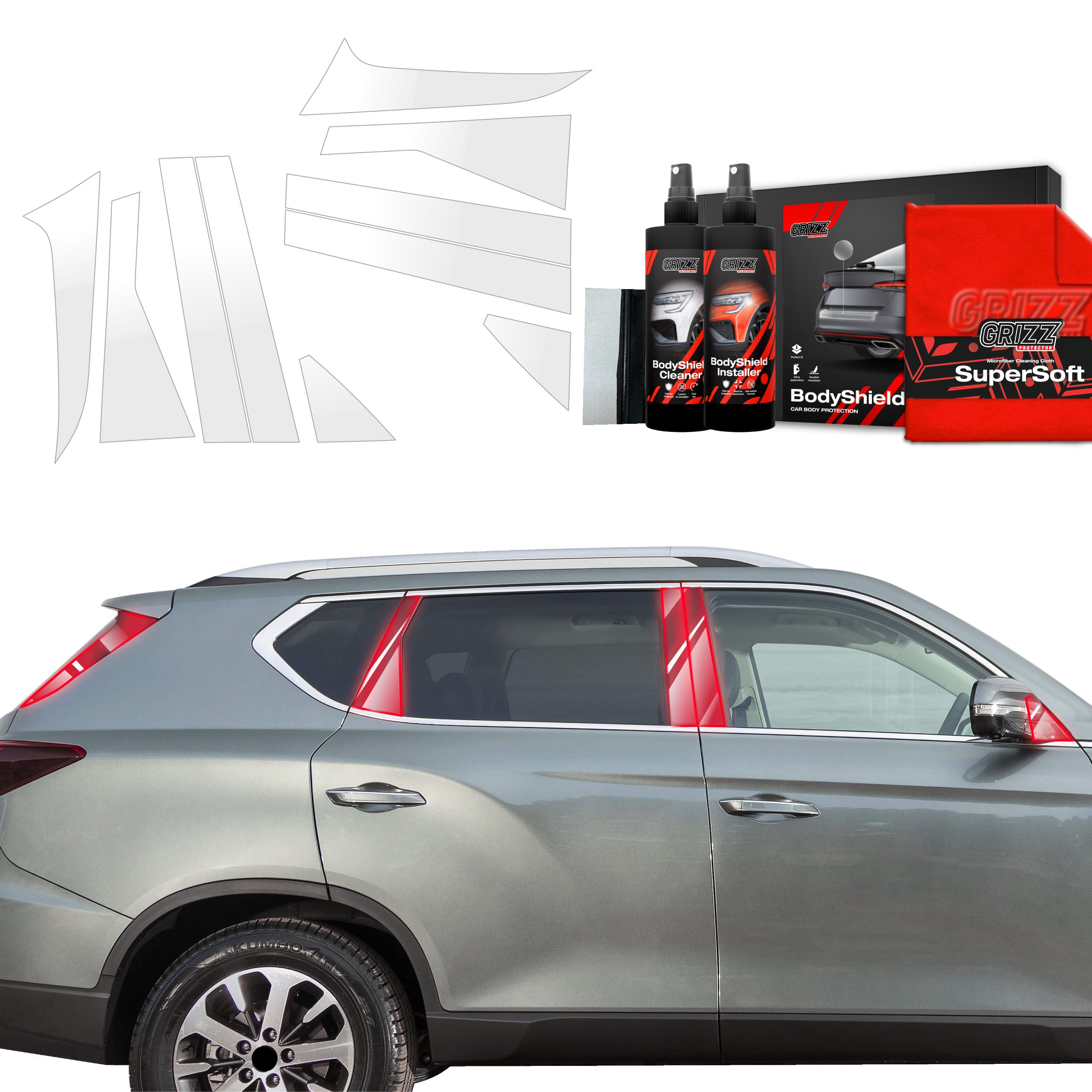 10-in-1 protective film for ABC pillar - SsangYong Rexton (2023-2025 ...