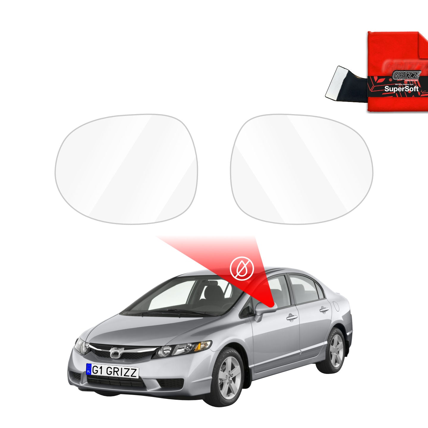 Rain protection film for exterior mirrors - Honda Civic 8 (2006-2011 ...