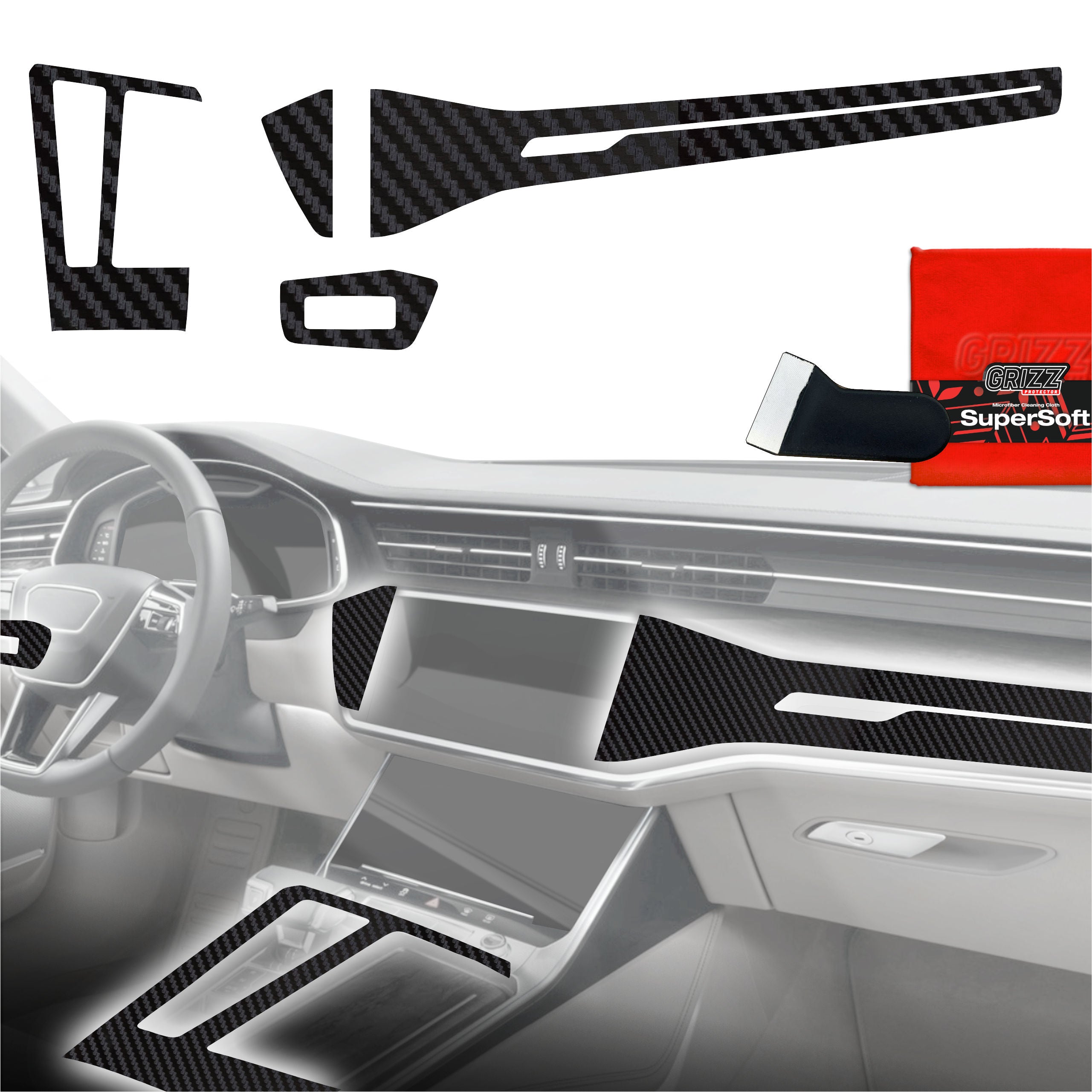 4in1 Protective Films for Center Console - Audi A6 C8 (2018-2024) Carb ...