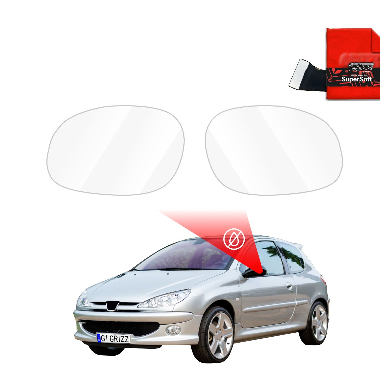 Rain protection film for exterior mirrors - Peugeot 206 (2003-2012 ...