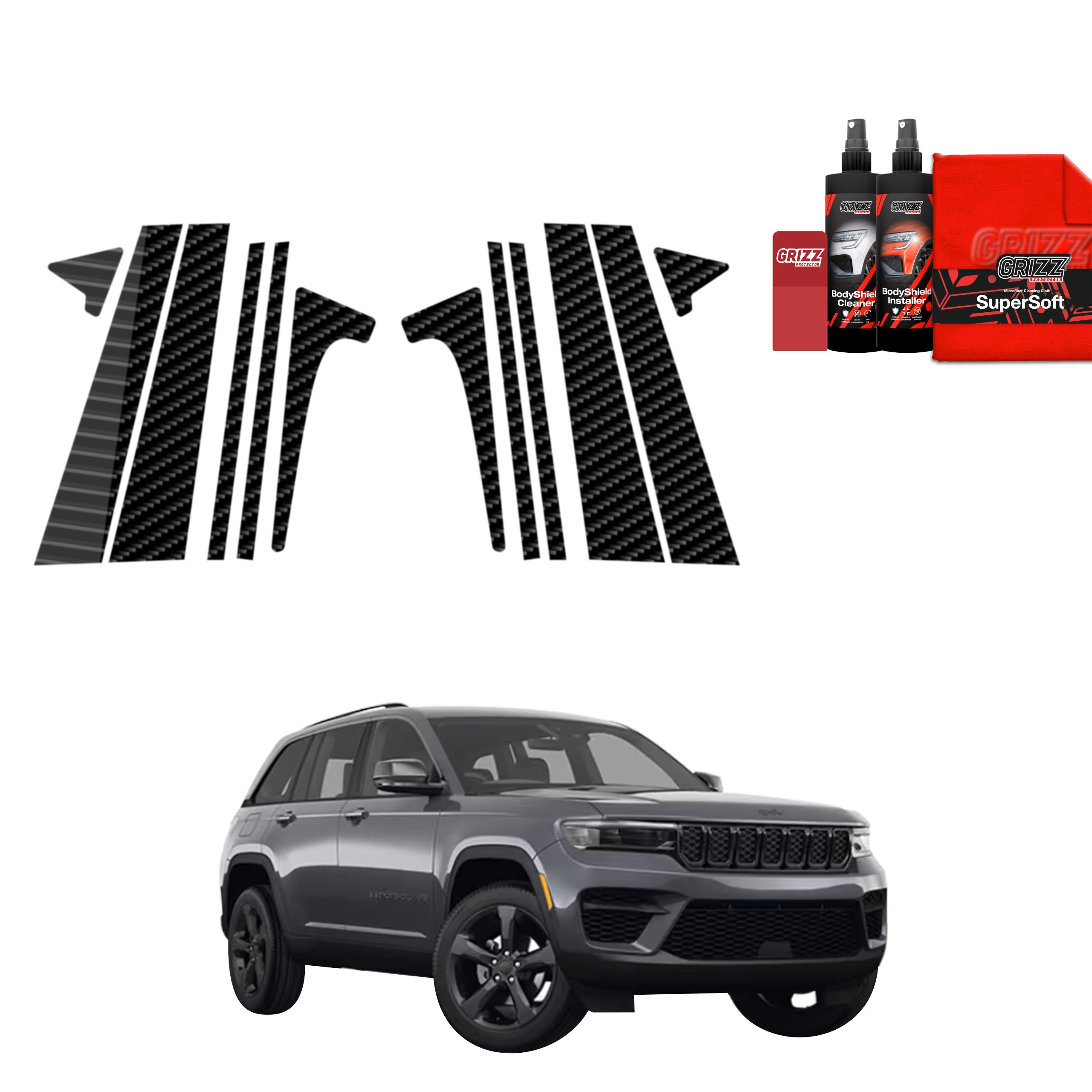 12in1 Carbon Protective Film for B-C-Pillar - Jeep Grand Cherokee (202 ...