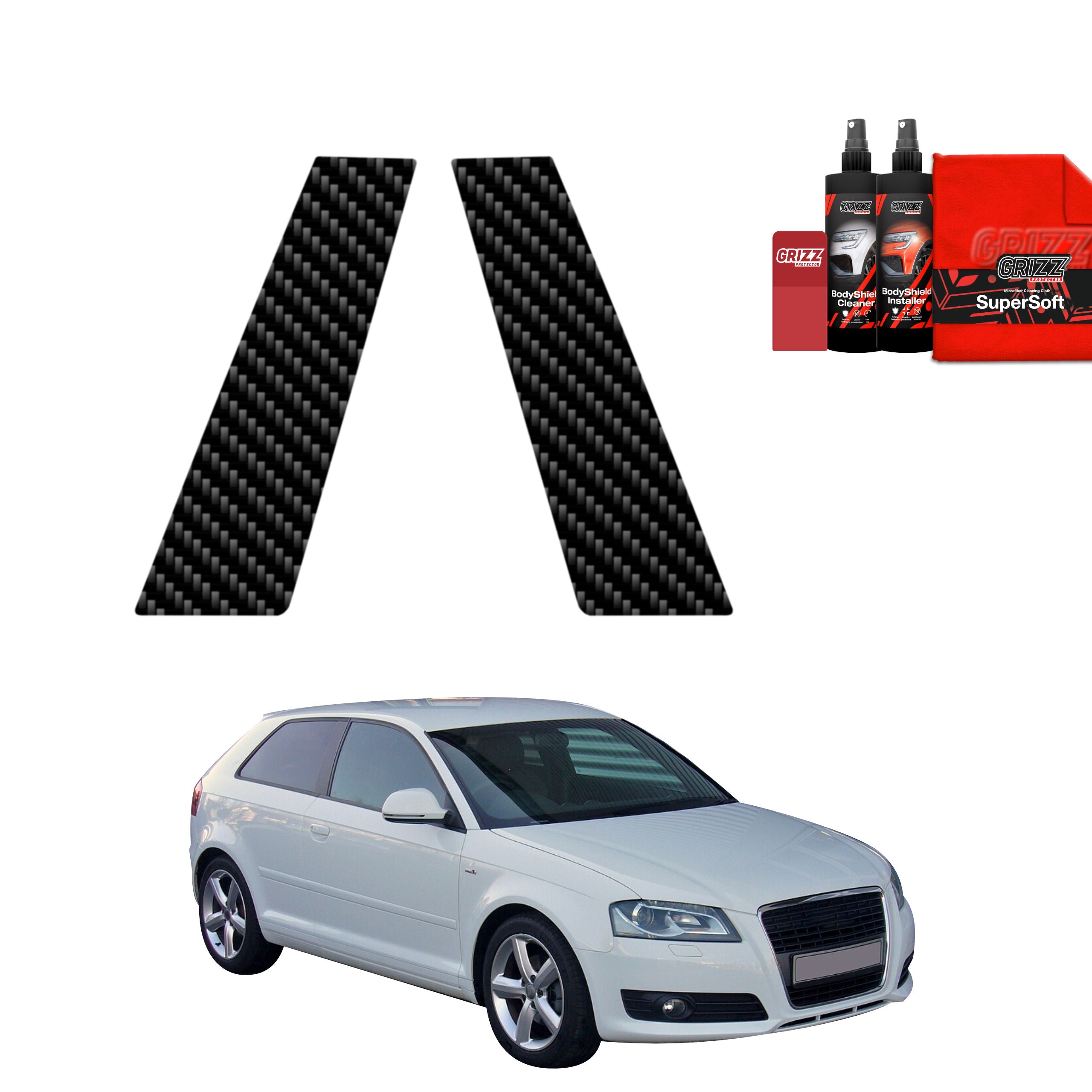 2in1 koolstof beschermfolie voor B-stijl - Audi A3 8P Hatchback 3D (20 ...