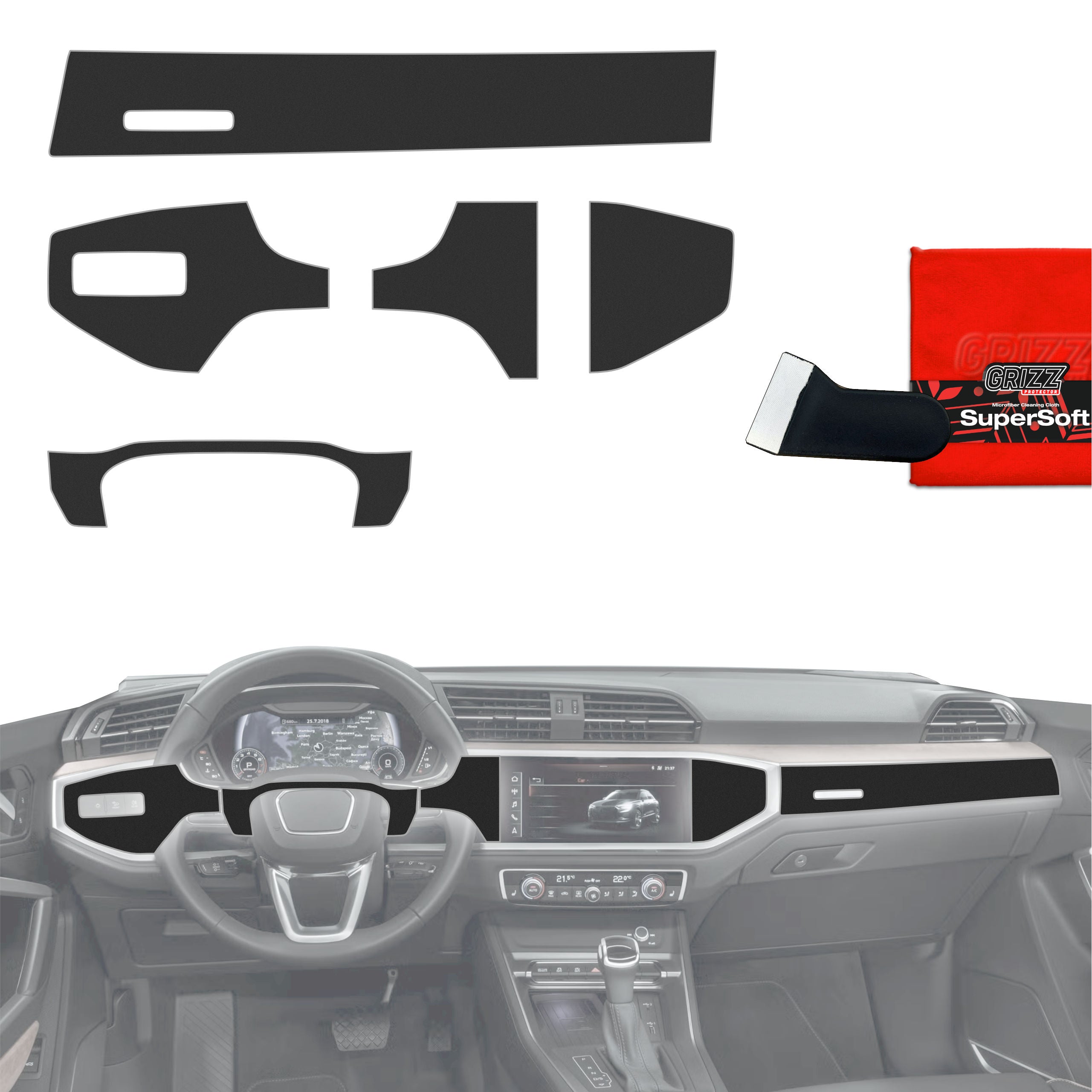 6in1 Protective Films for Center Console & Dashboard - Audi Q3 (2018-2 ...
